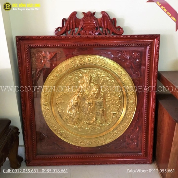 Tranh Mâm Đồng Phúc Lộc Thọ Mạ Vàng Khổ 1m07