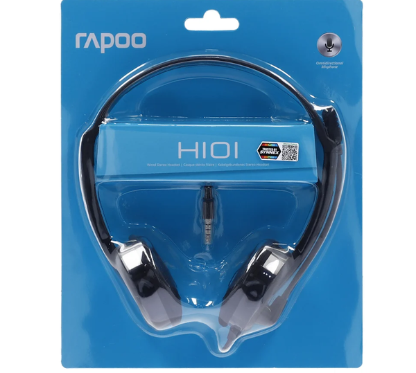 Tai Nghe Có Dây Rapoo H101 - Màu Đen, 1 Jack 3.5mm, có Mic
