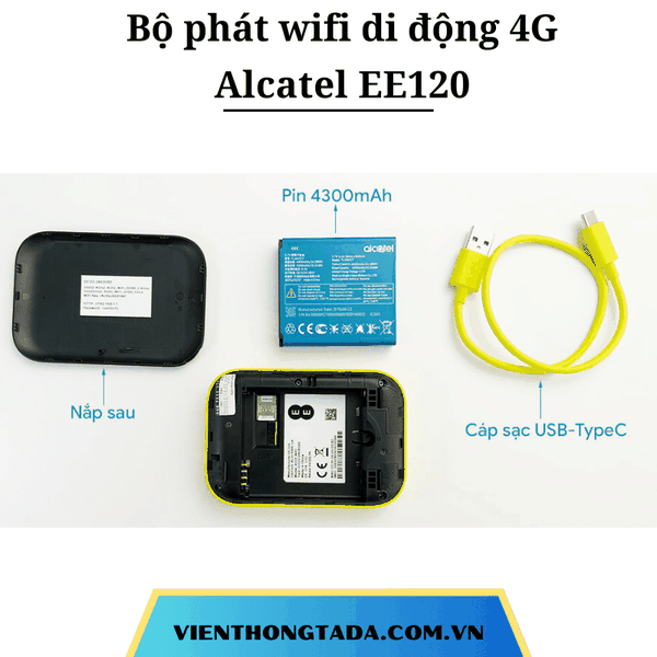 Alcatel EE120 Bộ phát Wifi di động 4G tốc độ cao 600Mbps, Pin lớn 4300
