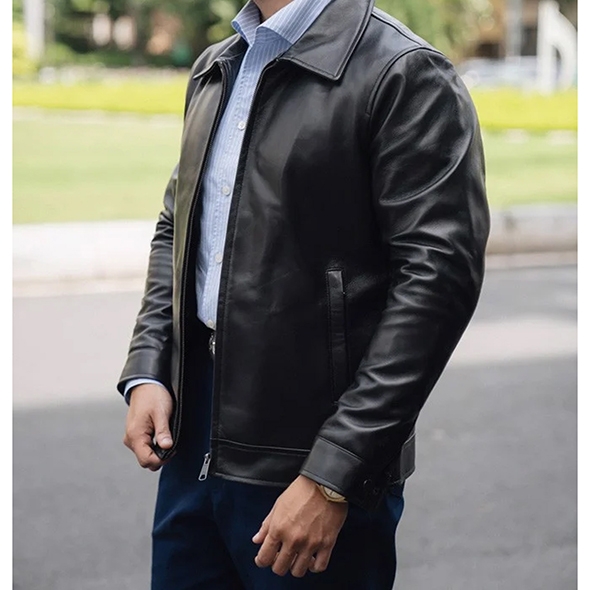 Black Leather Jacket Oldman