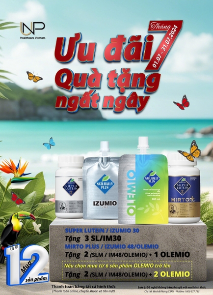 CHƯƠNG TRÌNH KHUYẾN MÃI THÁNG 7 IZUMIO , OLEMIO, SUPER LUTEIN