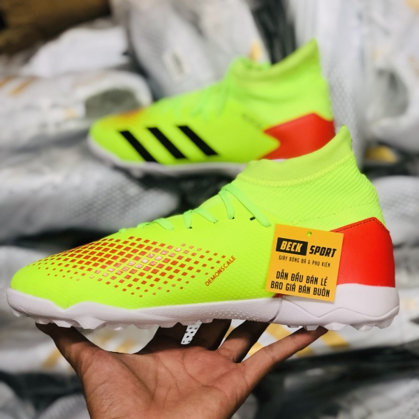 Giày Bóng Đá Adidas Predator 20.3 Nõn Chuối Đỏ Vạch Đen Cổ Cao TF