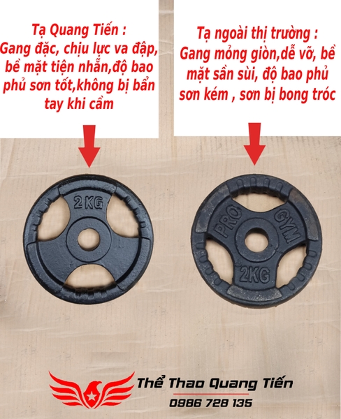 Tạ bánh gang 2 kg, miếng tạ gang 2 kg , đĩa tạ gang 2kg 3 cánh QT08