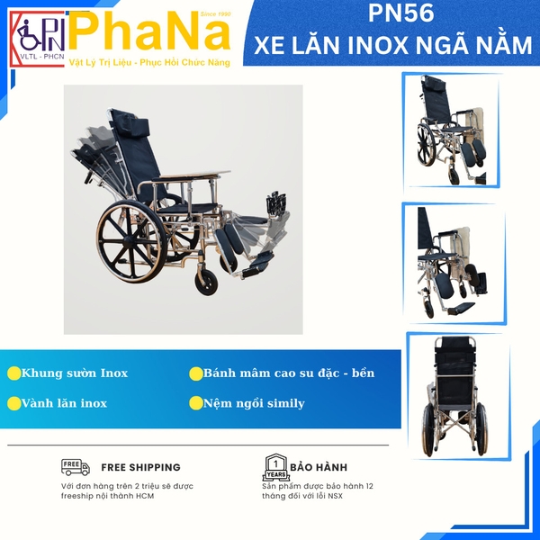 PN56 - Xe lăn inox ngã nằm