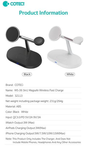 Dock sạc Coteci 3 in 1 - Chính Hãng tại Táo Đen Shop