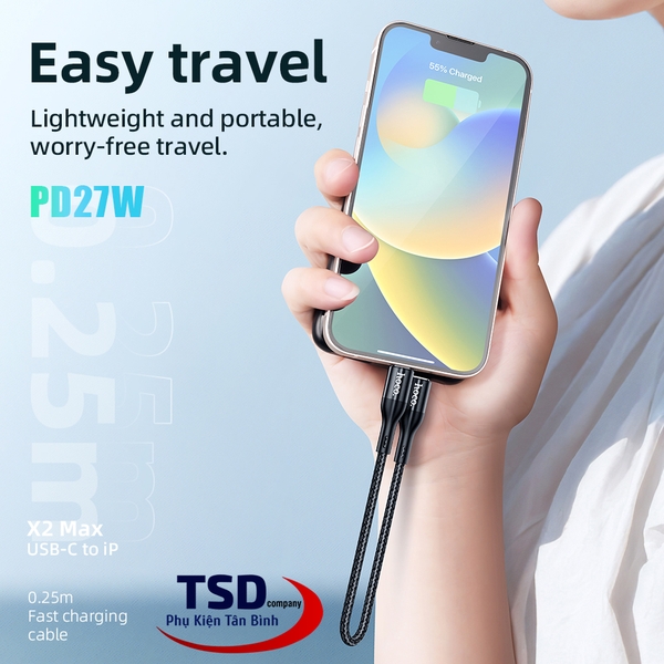 Cáp Ngắn Sạc Nhanh PD 27W Hoco X2 Max Chính Hãng | Phụ Kiện Tân Bình