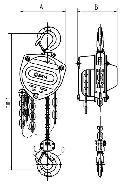 Tời (Palăng xích) bằng tay 6m SATA 97864 - HEAVY DUTY CHAIN BLOCK 2 ...
