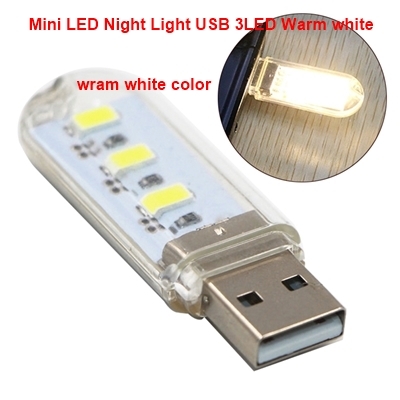 ĐÈN MINI USB 3 LED TRẮNG ẤM