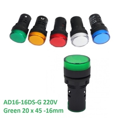 Đèn Báo Nguồn 220VAC AD16-16DS Màu Xanh lá