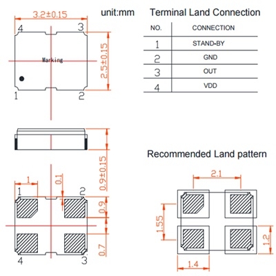 3225 active crystal oscillator OSC 20MHZ