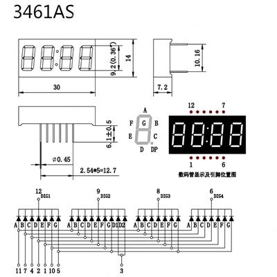4 LED 0.36 inch 3461AS