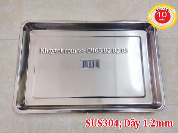 KHAY INOX 40X60X5CM; INOX 304; DẦY 1.2MM