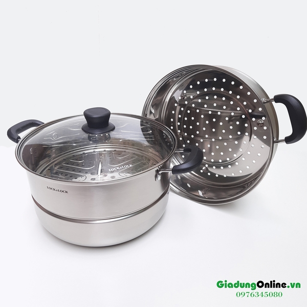 Nồi Hấp 2 Tầng Inox 304 Lock&Lock LLH1282 28cm