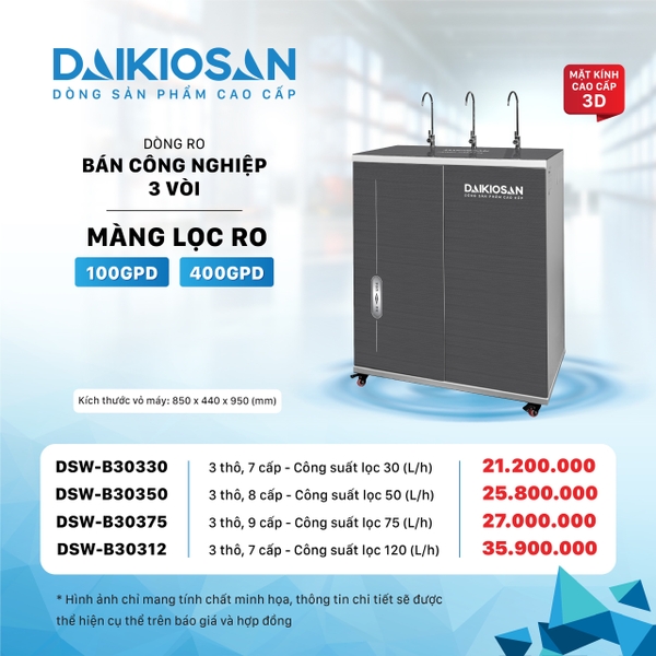 Máy lọc nước RO bán công nghiệp 3 vòi Daikiosan | dienmayhmc.com
