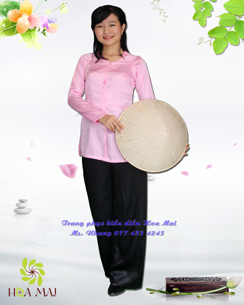 May bán Cho thuê áo bà ba hồng nhạt - Trang phục Hoa Mai