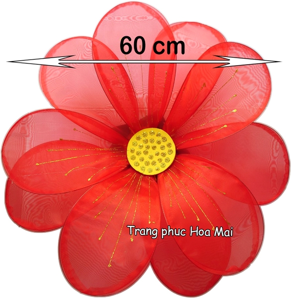 Cho thuê Hoa múa cầm tay đỏ 60cm - Trang phục Hoa Mai