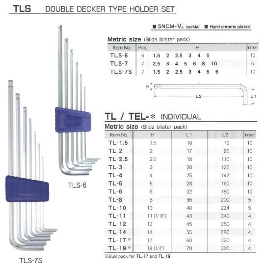 Bộ lục giác chìm EIGHT TLS-6 - Bộ lục giác 6 cỡ | Lục giác chìm Eight