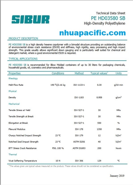 HDPE HD03580 SB (Sibur - Nga)