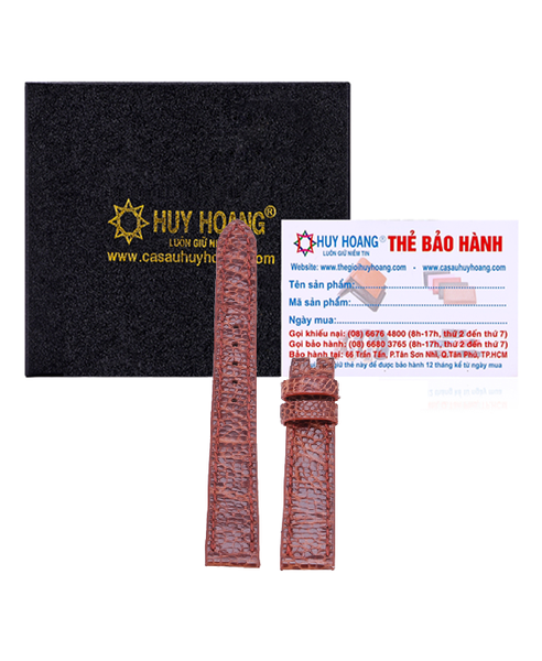 Dây đồng hồ da đà điểu size 12, 14 màu nâu đỏ HD8423
