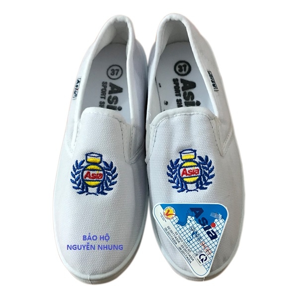 Giày ASIA không dây màu trắng, bông lúa xanh Bảo hộ lao động Nguyễn Nhung