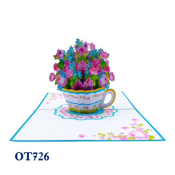 Mixed Flowers Cup Pop Up Card