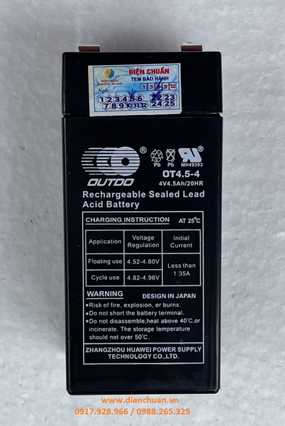 Ắc quy Outdo 4V 4.5ah OT4.5-4