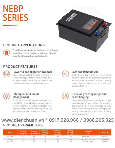 Pin lithium 24V-280AH dùng cho ô tô tải siêu trường siêu trọng/ xe đầu ...