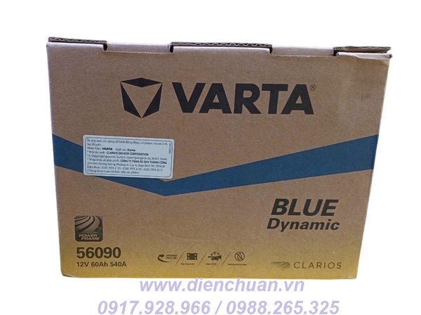 Ắc quy Varta 56090 (12V - 60Ah) / Ắc quy Varta 60Ah Din 56090 cọc thụt ...