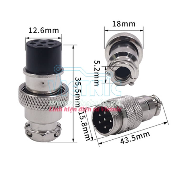 JACK CẮM NỐI 8 CHÂN 16MM RS765 GX16 VẶN VÍT | www.vietnic.vn