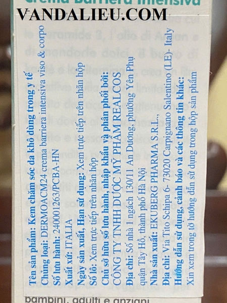 DERMO ACM 24 CREMA BARRIERA INTENSIVA 100ML – KEM DƯỠNG ẨM, GIẢM NGỨA ...