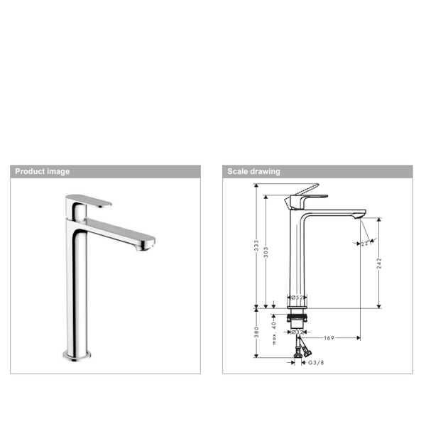 Vòi lavabo Hansgrohe Rebris S 240 EcoSmart 72582000 Shop Hàng Đức