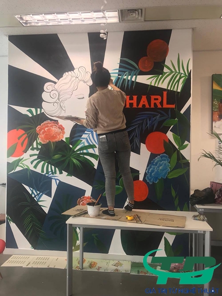 Vẽ Tranh Tường 3D Lễ Ra Mắt Sản Phẩm – Dharl Hàn Quốc Tường đẹp