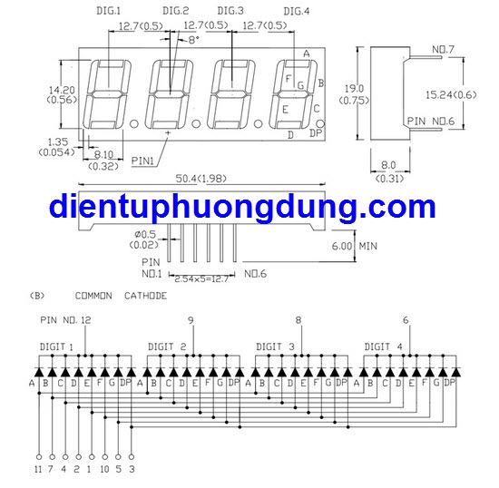 LED 7 Thanh 0.56x4 Katot chung màu đỏ - 5461AS | Điện tử Phương Dũng