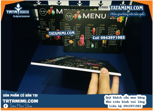 Biển menu cầm tay để bàn