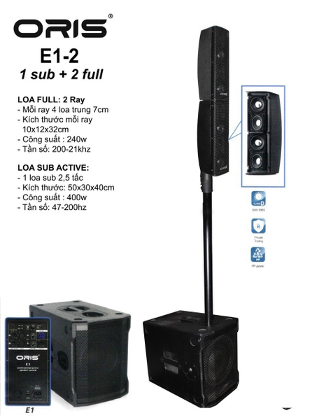 LOA KÉO DI ĐỘNG ORIS KÈM SUB VÀ FULL,MODEL: ORIS E1-2 | Vinakara.com