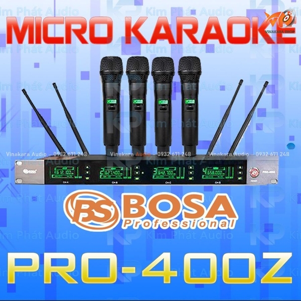 MICRO KHÔNG DÂY BOSA PRO 400Z 4 MIC | Vinakara.com
