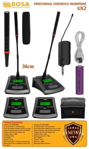 MICRO HỘI NGHỊ KHÔNG DÂY BOSA UX2, 2 MIC | Vinakara.com