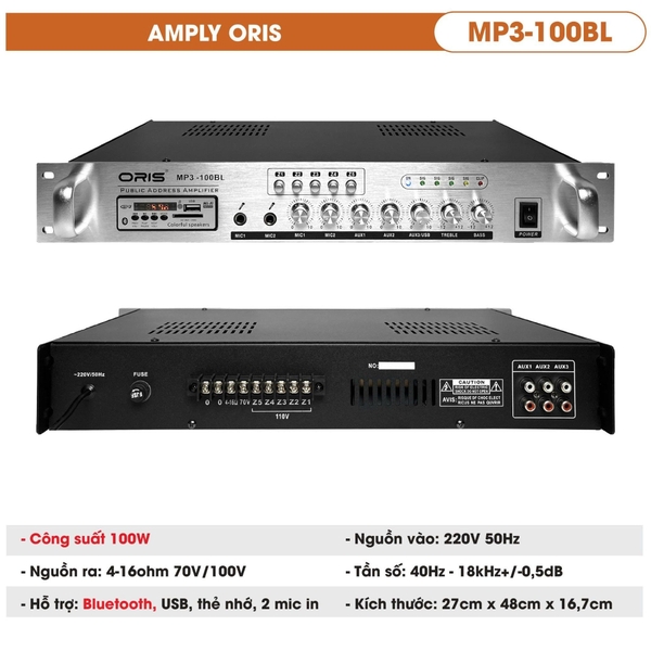 Amply chuyên dụng dùng cho loa phóng, loa âm tường, loa treo tường Oris 70W - 100W - 150W ...