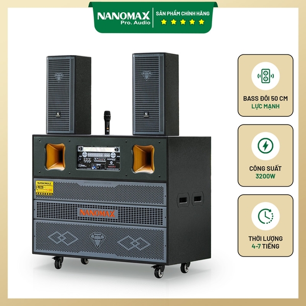 Loa kéo bình 50 đôi Nanomax Pro-500A , Đỉnh cao âm thanh karaoke di ...