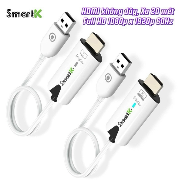 Bộ HDMI không dây Smartk 4K, sóng khỏe khoảng cách 30 mét, tiện lợi, dễ ...