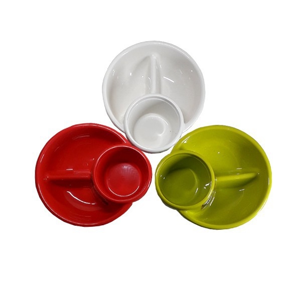 Khay ăn chia 2 ngăn sâu lòng kèm khay để cốc màu xanh lá - Hàng Nhật ...