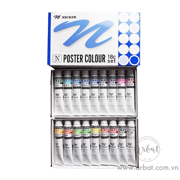 Màu Poster Nicker 20ml - Set 18 màu