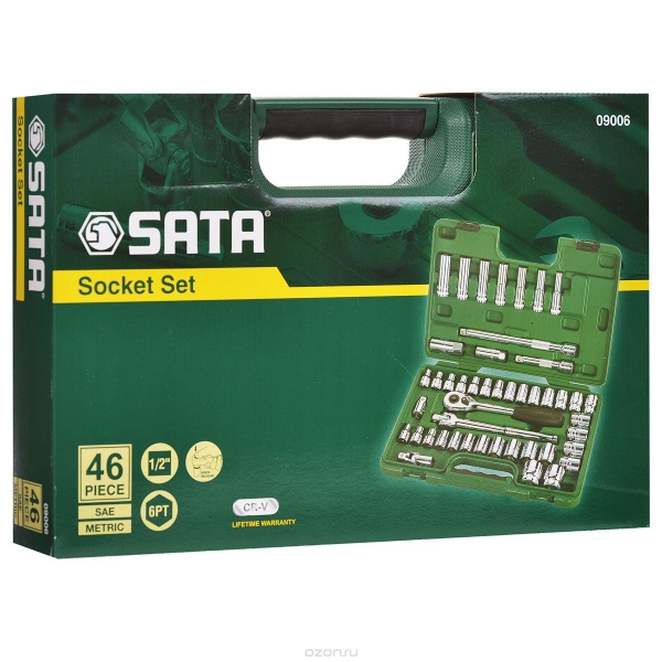1/2" Bộ đầu tuýp 46 chi tiết hệ Metric & Inch Sata 09006