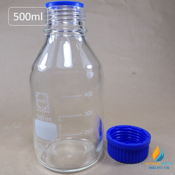Chai trung tính SCHOTT DURAN – Đức, nắp vặn xanh, dung tích 500ml VIETVALUE