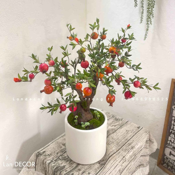 Cây lựu giả bonsai trang trí nhà đẹp tự nhiên, độc đáo (90cm)- CC981-1 ...