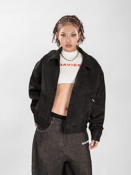 Áo khoác bomber dù phối cổ jean DAVIES tag kim loại Tactics Jacket DAVIES