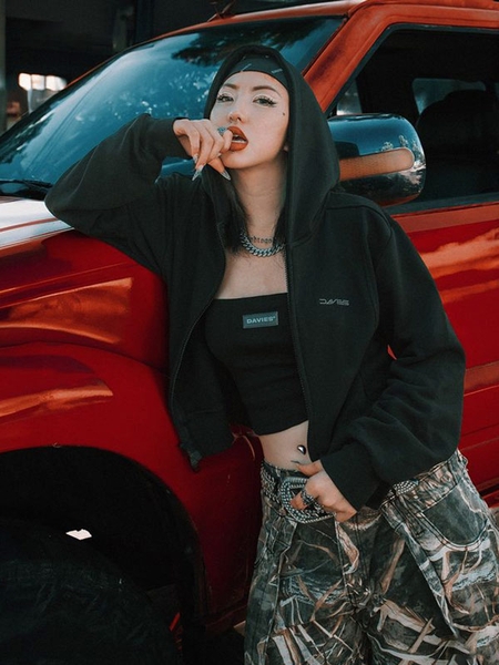 Áo khoác local brand đẹp có nón màu đen Y2K Acubi DAVIES