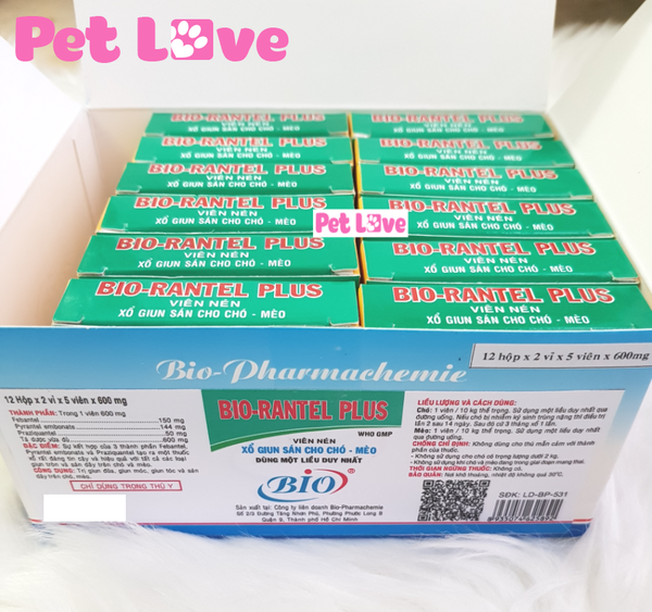 Thuốc xổ giun sán cho chó mèo lớn Bio Rantel Plus 1 hộp x 120 viên ...