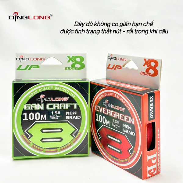 Dù QingLong PE X8 100m EVERGREEN (Đỏ) Không Trôi Màu Đồ câu Khánh Long