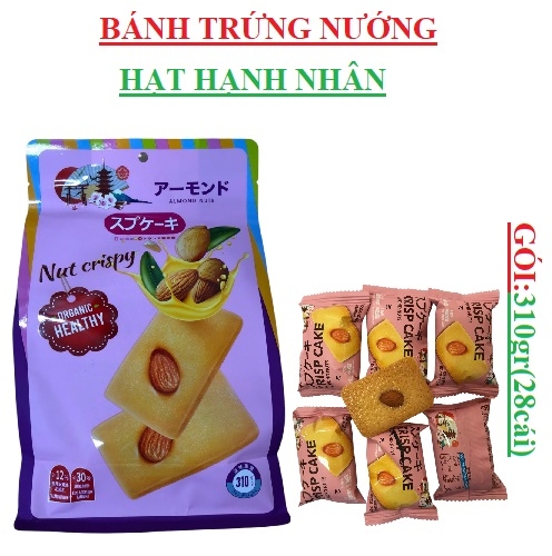 Bánh xốp giòn trứng nướng lẫn hạt nut crispy Human fang wei gói 310gr ...